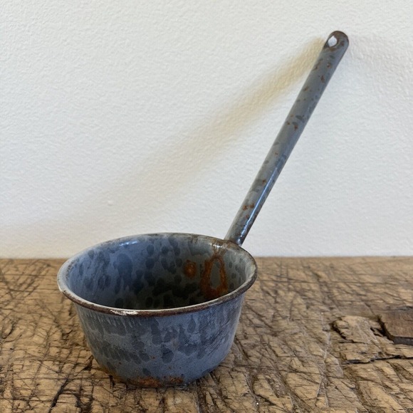 Unbranded | Dining | Vintage Mottled Blue Gray Graniteware Ladle Spoon ...